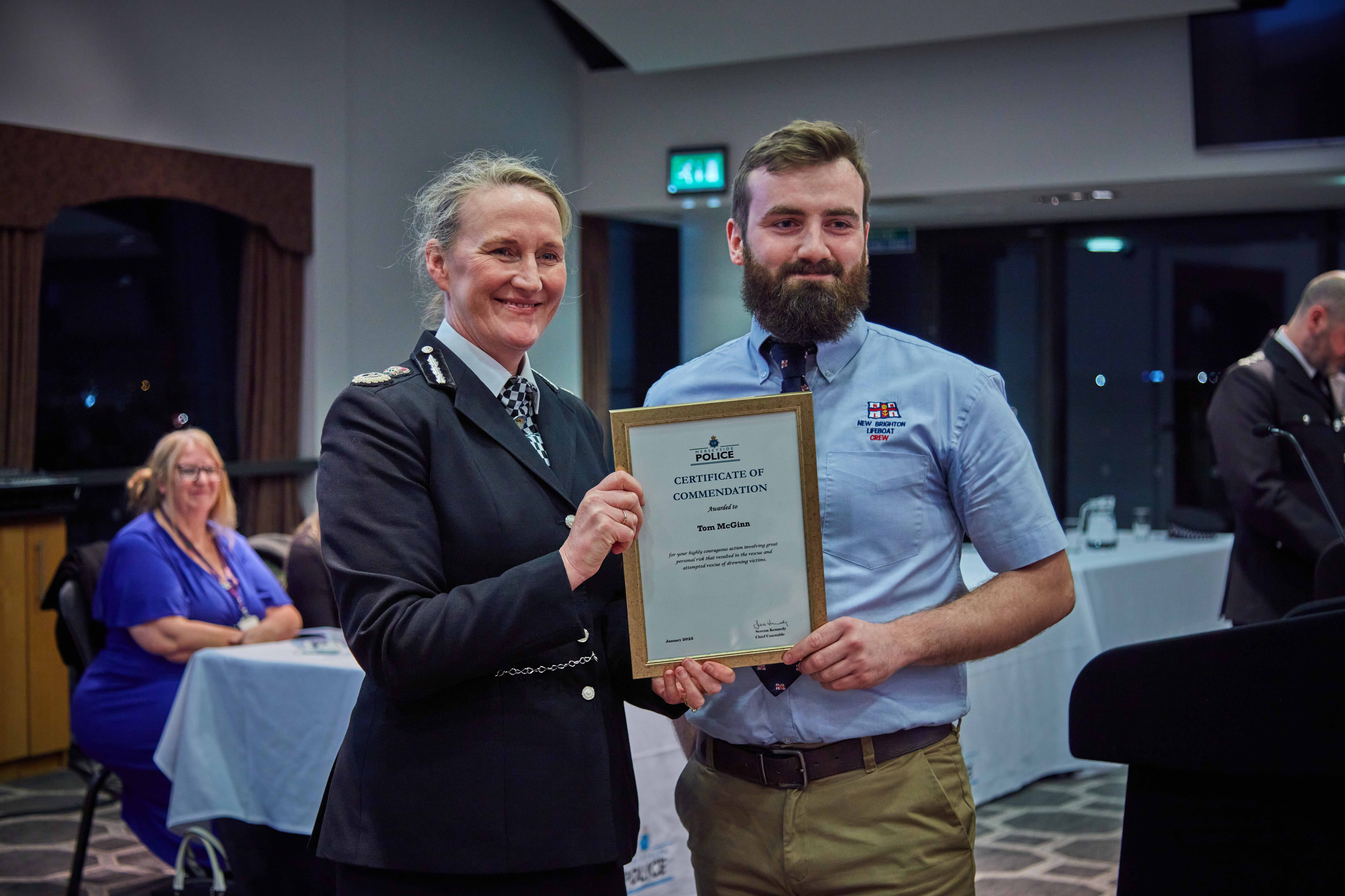 Wirral man meets RNLI rescuers for the first time during police awards ...