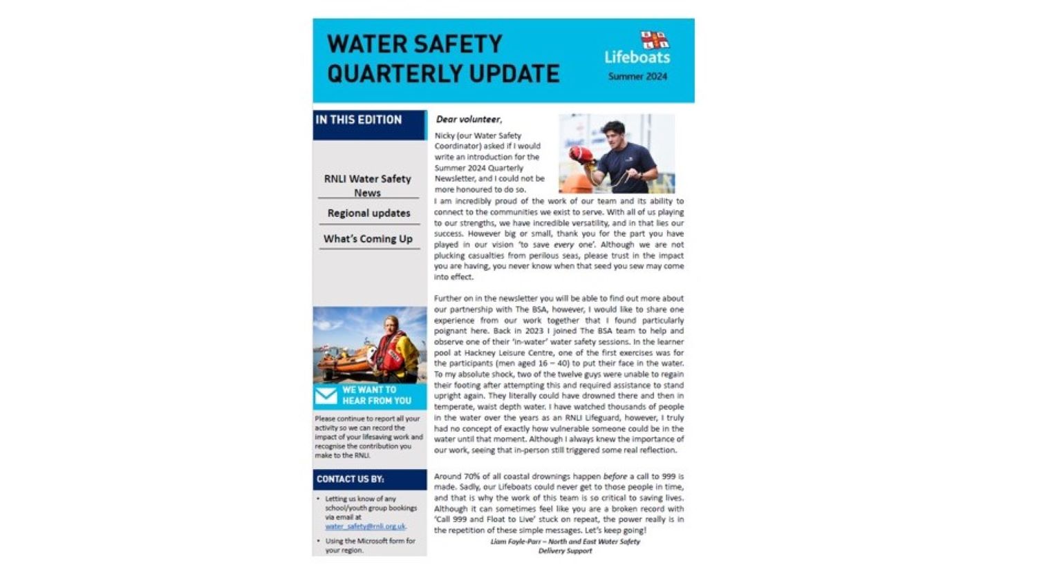 Download the RNLI's Water Safety Quarterly Newsletters