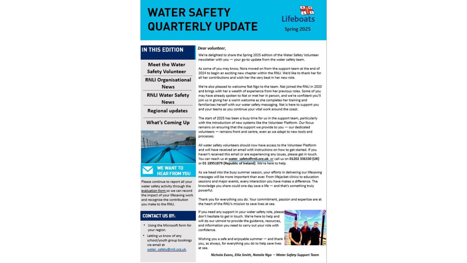 Download the RNLI's Water Safety Quarterly Newsletters