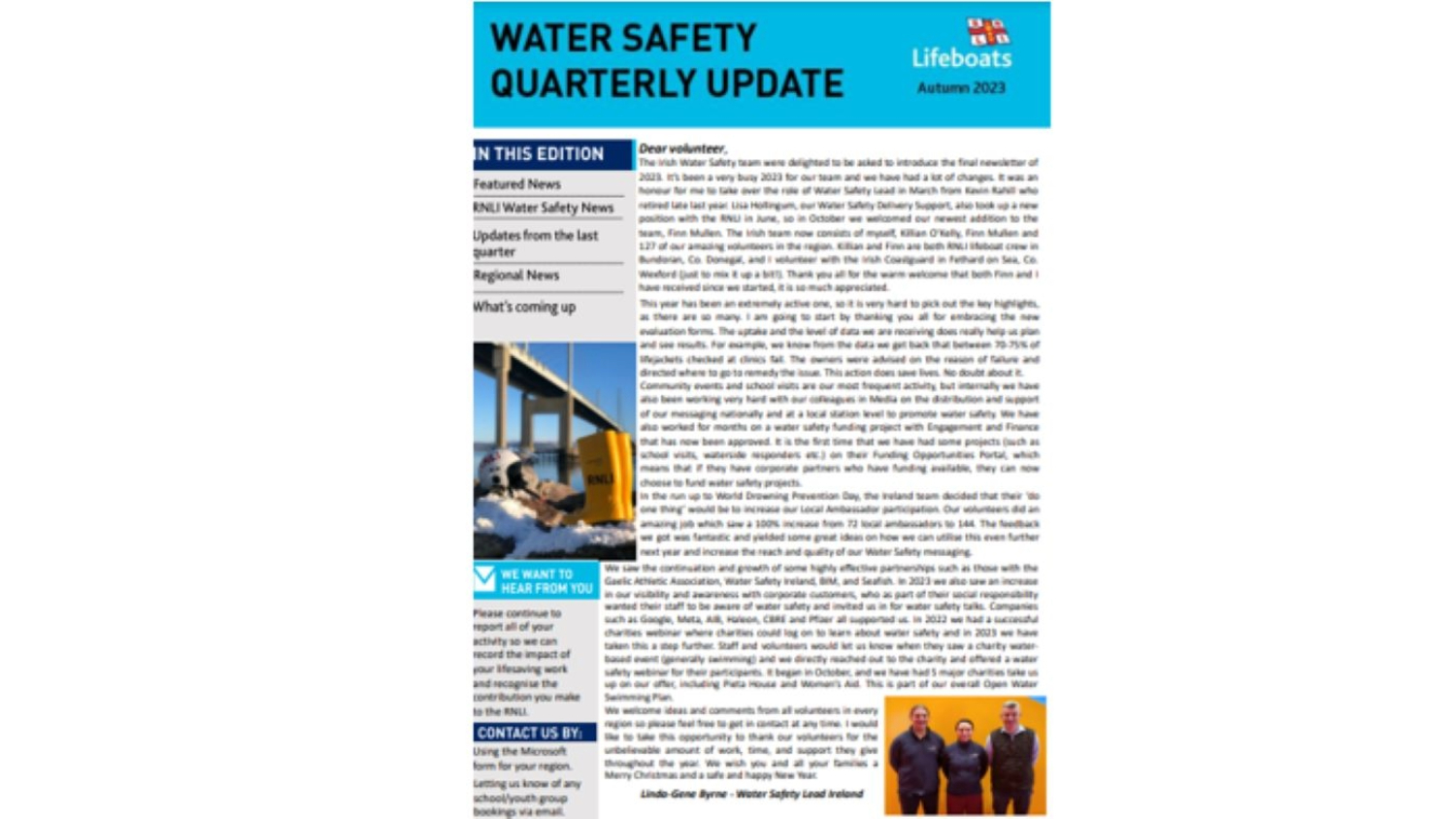 Download the RNLI's Water Safety Quarterly Newsletters