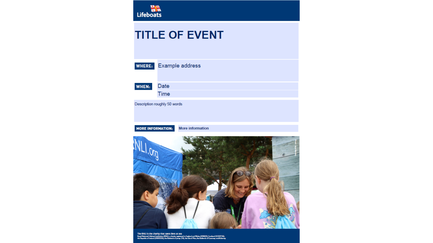 Download editable event posters for your RNLI event
