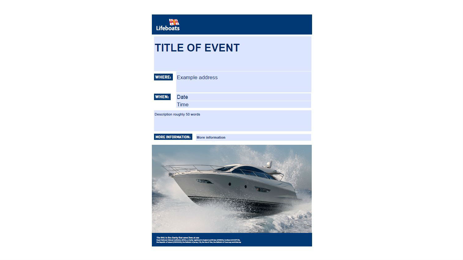 Download editable event posters for your RNLI event