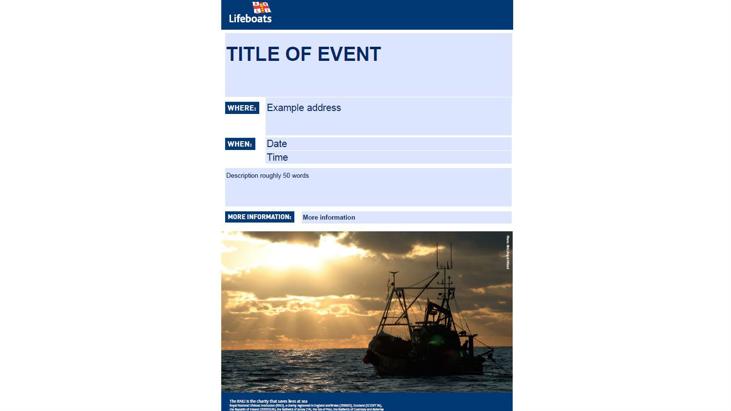 Download editable event posters for your RNLI event