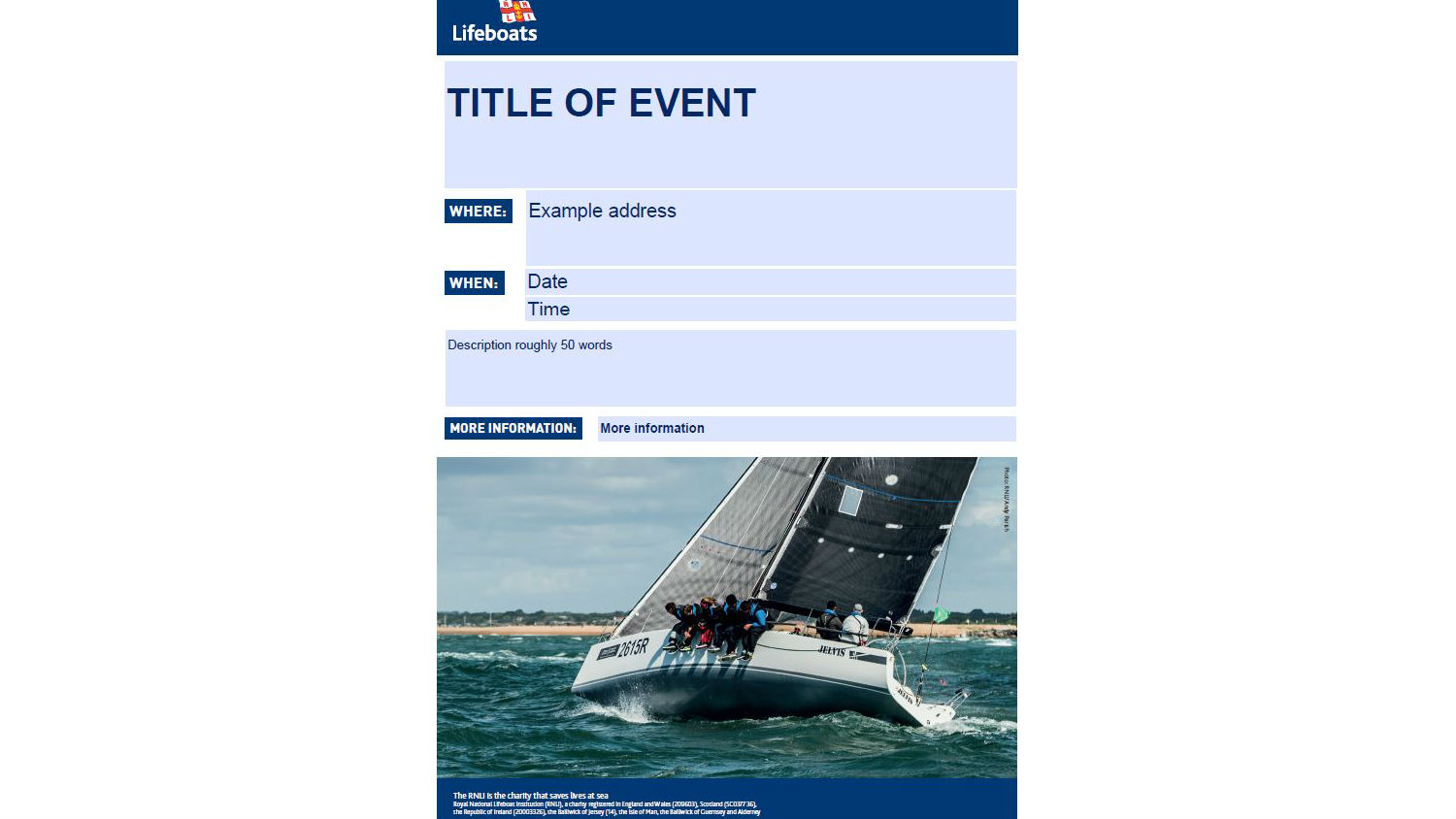 Download editable event posters for your RNLI event